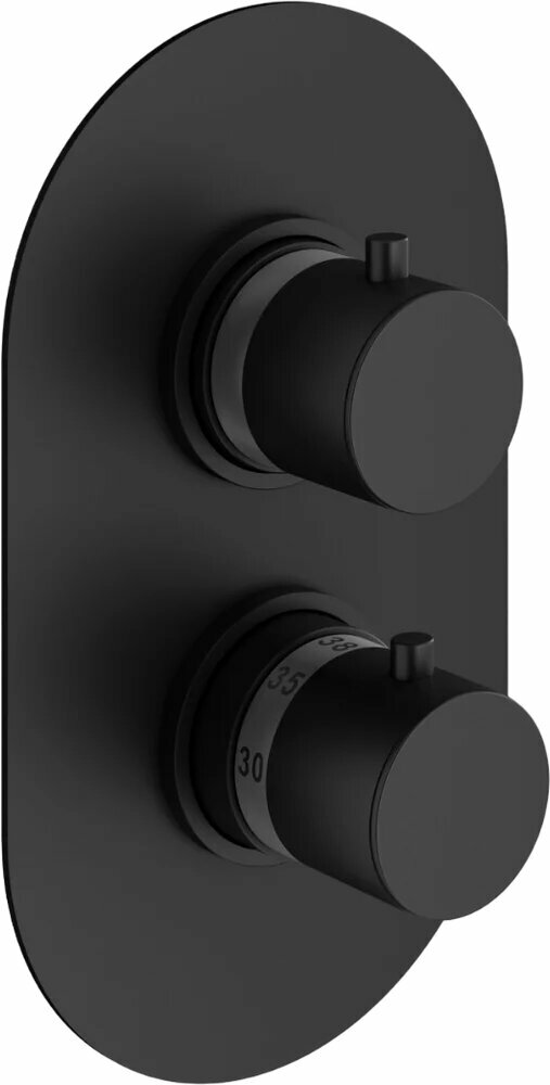 Термостатический смеситель встраиваемый Plumberia Selection Ixo XOT5050NO С внутренней частью, латунный, настенный, черный, матовый