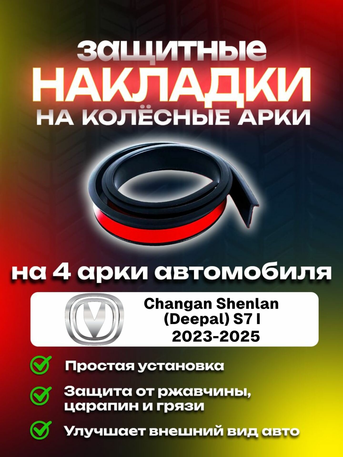 Накладки на арки Changan Shenlan (Deepal) S7 I (2023-2025)/ Чанган ченлан С7 1 поколение защитные