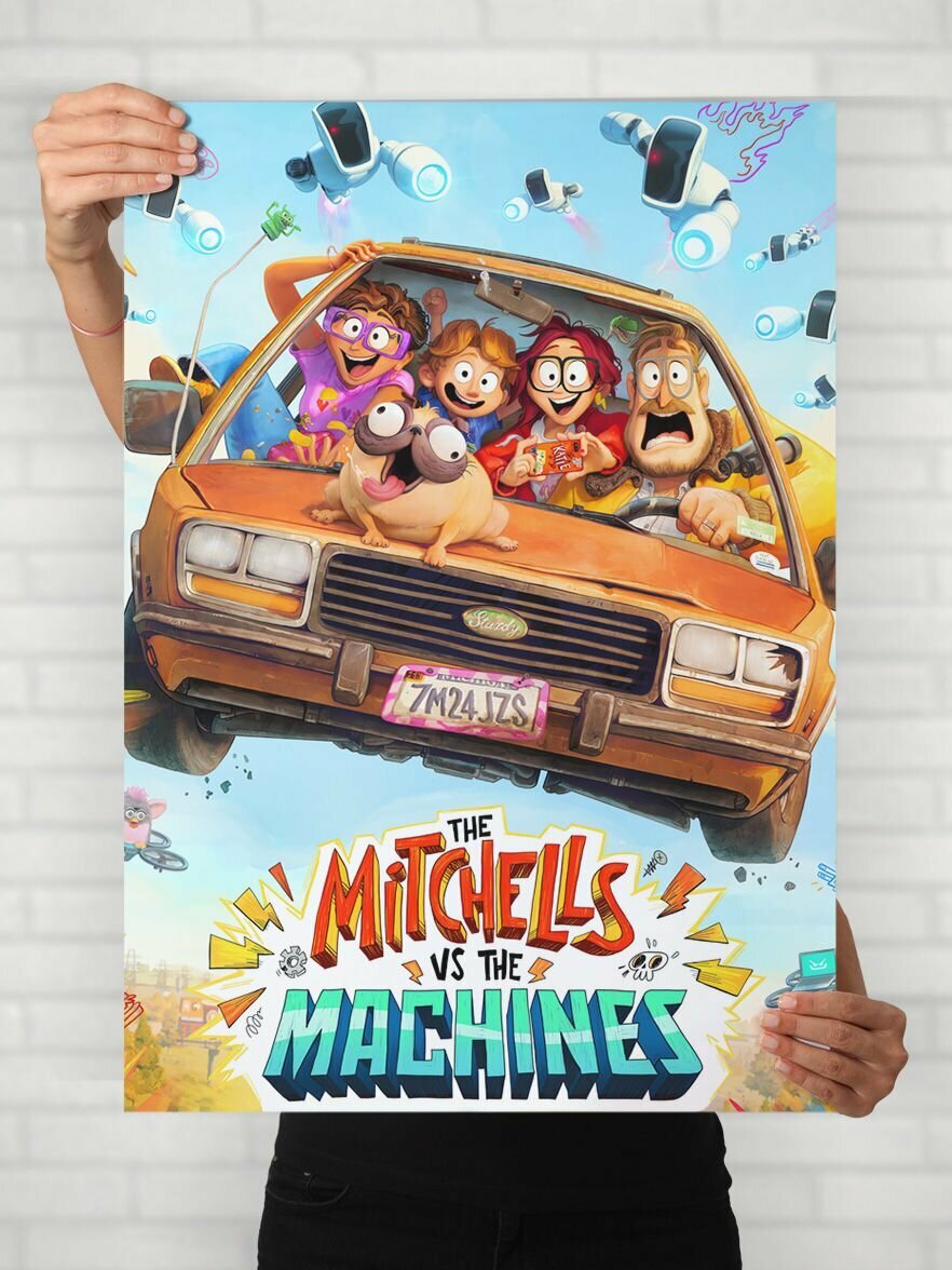 Плакат на стену для интерьера Митчелы против машин (Mitchells vs Machines - Общее 2) - Постер по мультфильму кино формата А1 (60x84 см)