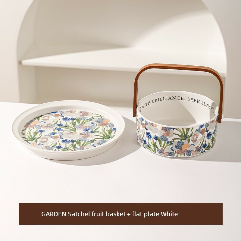 Ручная корзина для фруктов GARDEN с плоским блюдом, белый, новая домашняя коллекция 2025 года