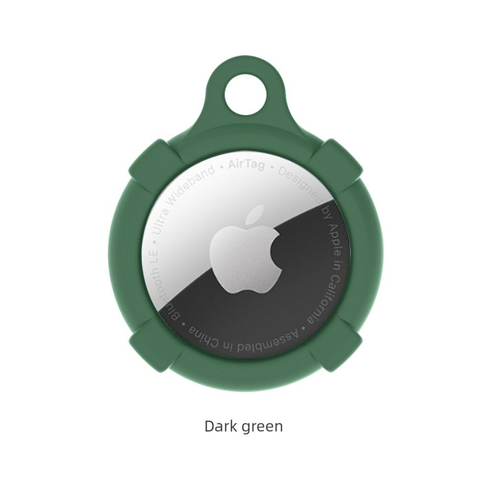 Полная защита из силикона для Apple AirTag 1/2 в цвете приглушенный зеленый с однотонным дизайном и надежным креплением