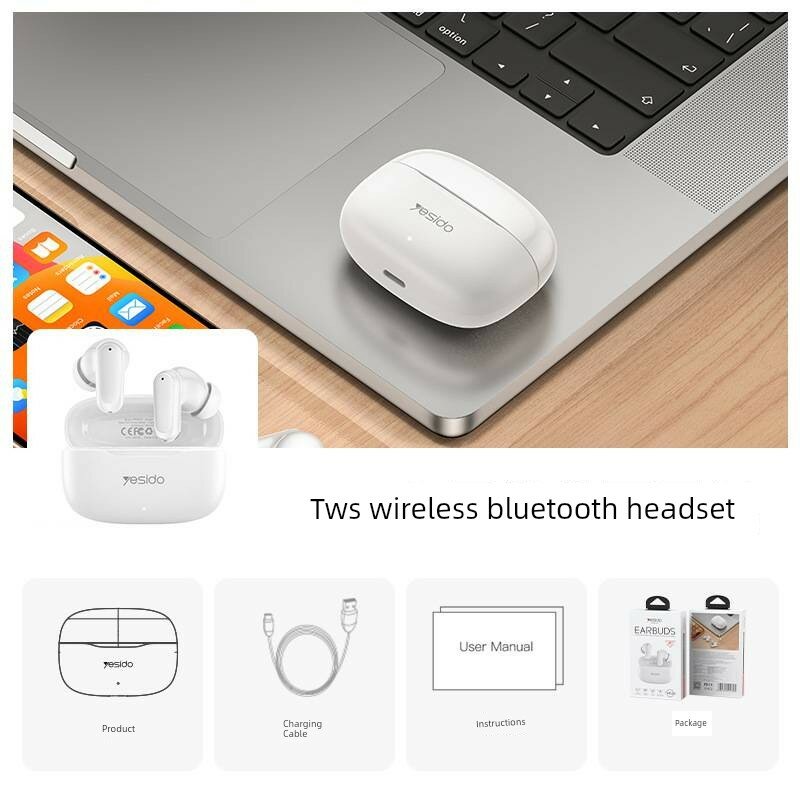 Премиальные беспроводные наушники Bluetooth с HD стереозвуком, долгим сроком работы до 30 часов, белый цвет, удобная