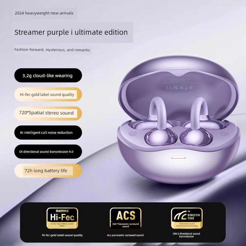 Беспроводные наушники Remax CozyBuds W29 в цвете Светло-Фиолетовый с Harman Surround Sound, 72-часовой батареей,