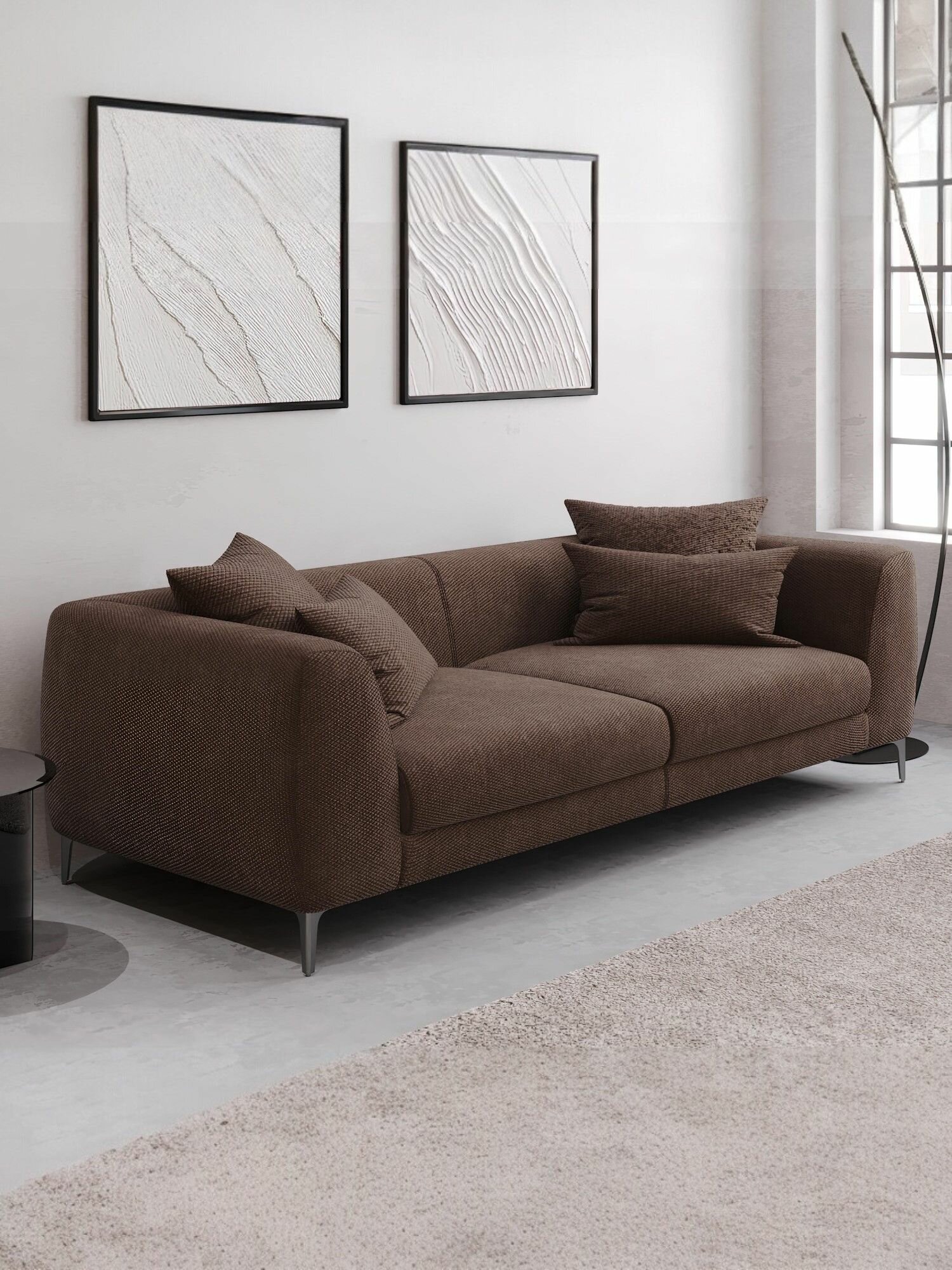 Диван прямой Manons Maison Elegant, Коричневый шенил, 248х110х71 см