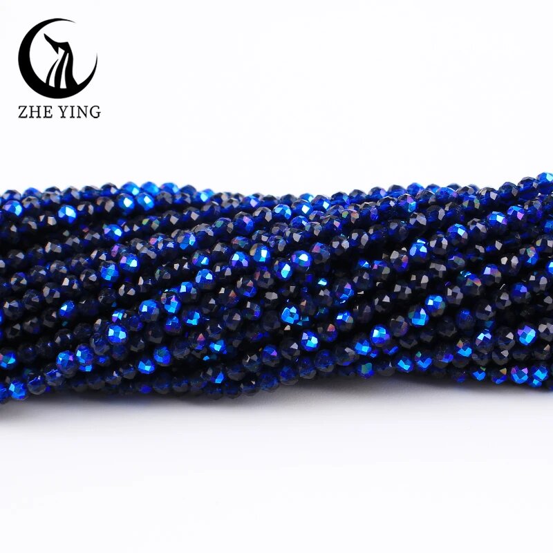 Бусины ZHEYING хрустальные 2 мм AB покрытие 20 нитей Синий, 2mm(20 strands), 08Montana AB