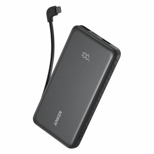 Внешний аккумулятор Anker Zolo 10K Mah 22.5В встроенный USB-C кабель, черный