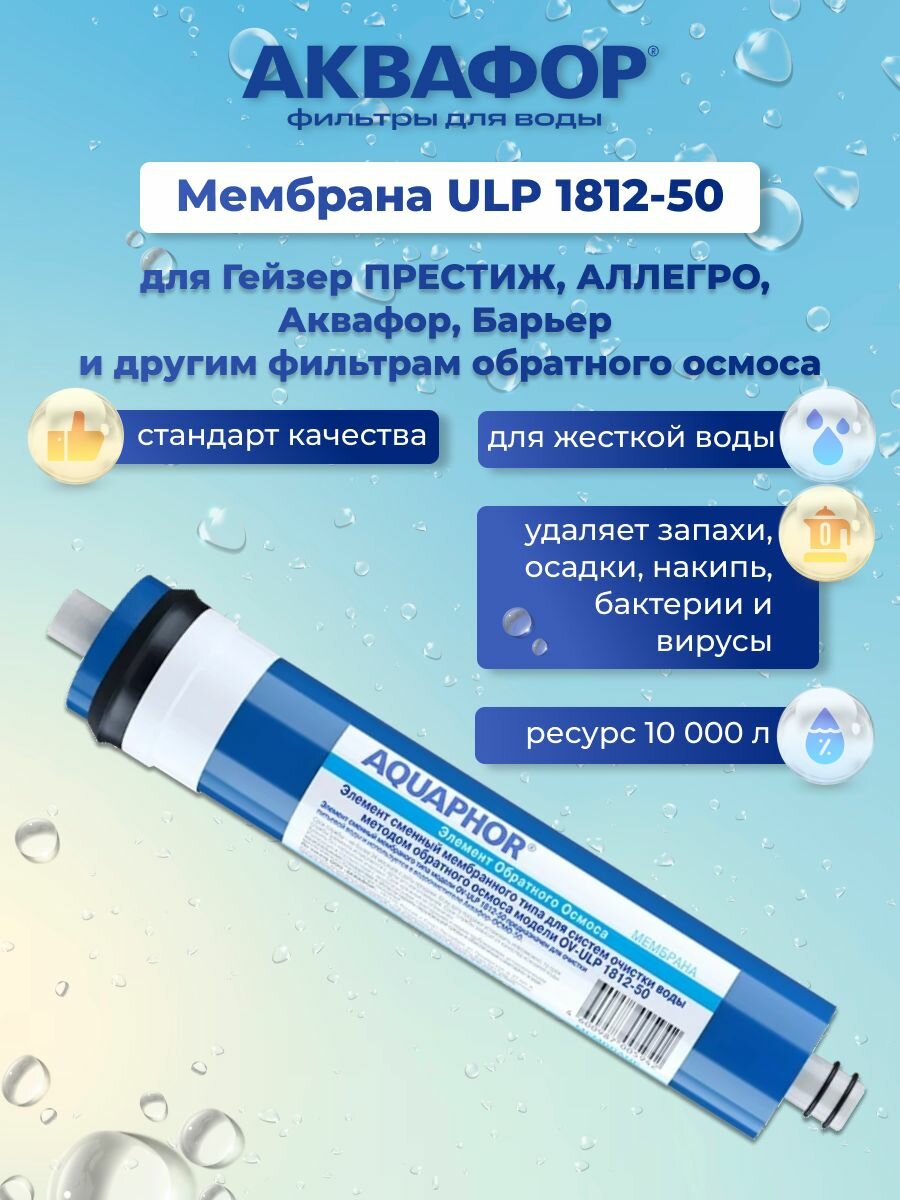 Аквафор ULP 1812-50 мембрана обратногоосмотическая, подходит для фильтров Аквафор, Гейзер, Барьер и к другим системам об
