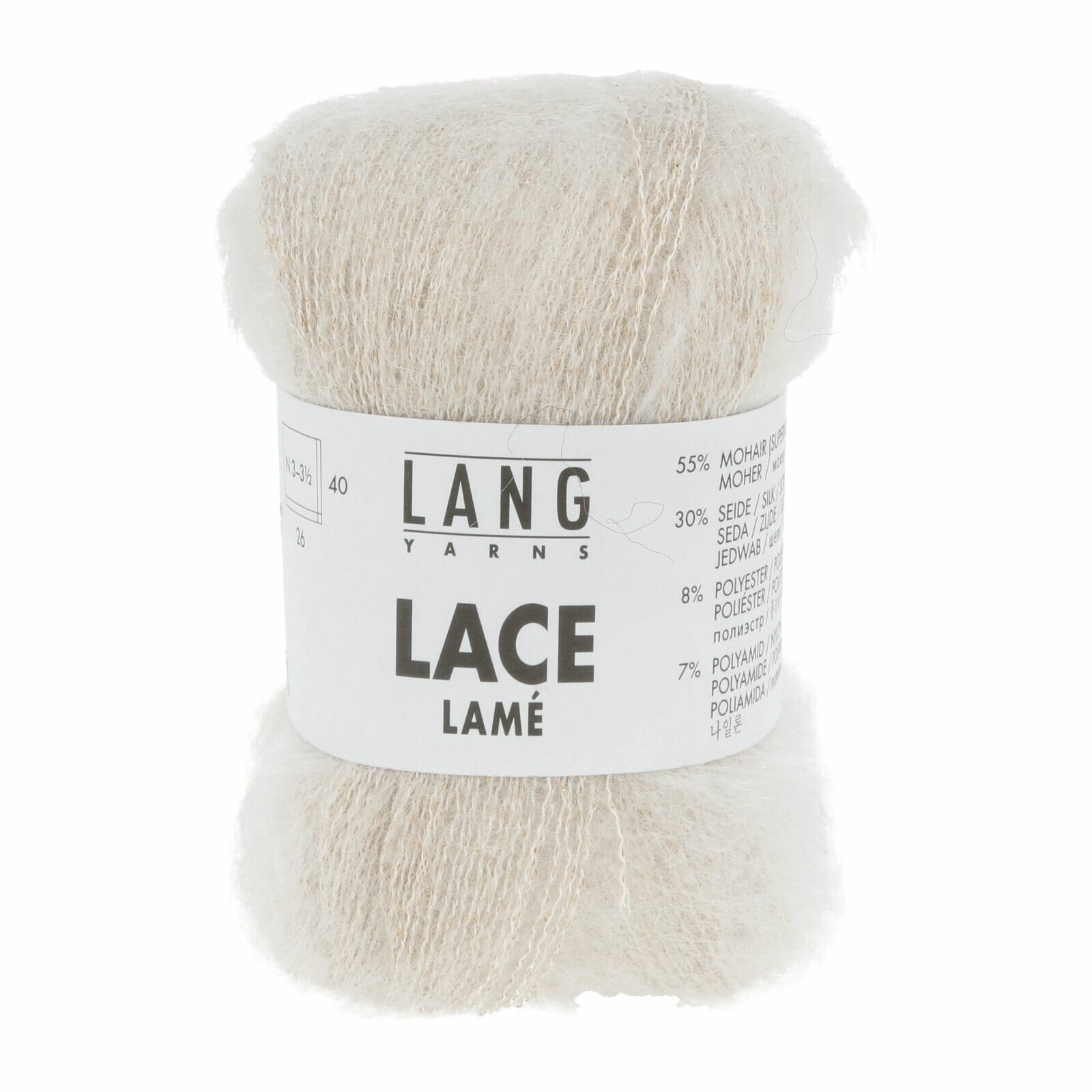 Пряжа для вязания мохер на шёлке с люрексом Lang Yarns Lace Lame (1081.0001) 5 мотков по 25 г/310 м