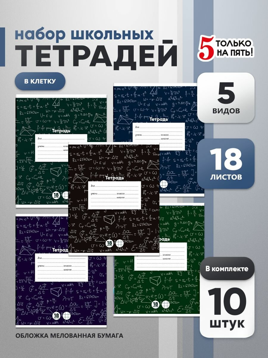 Тетрадь 18 листов в клетку 10 шт