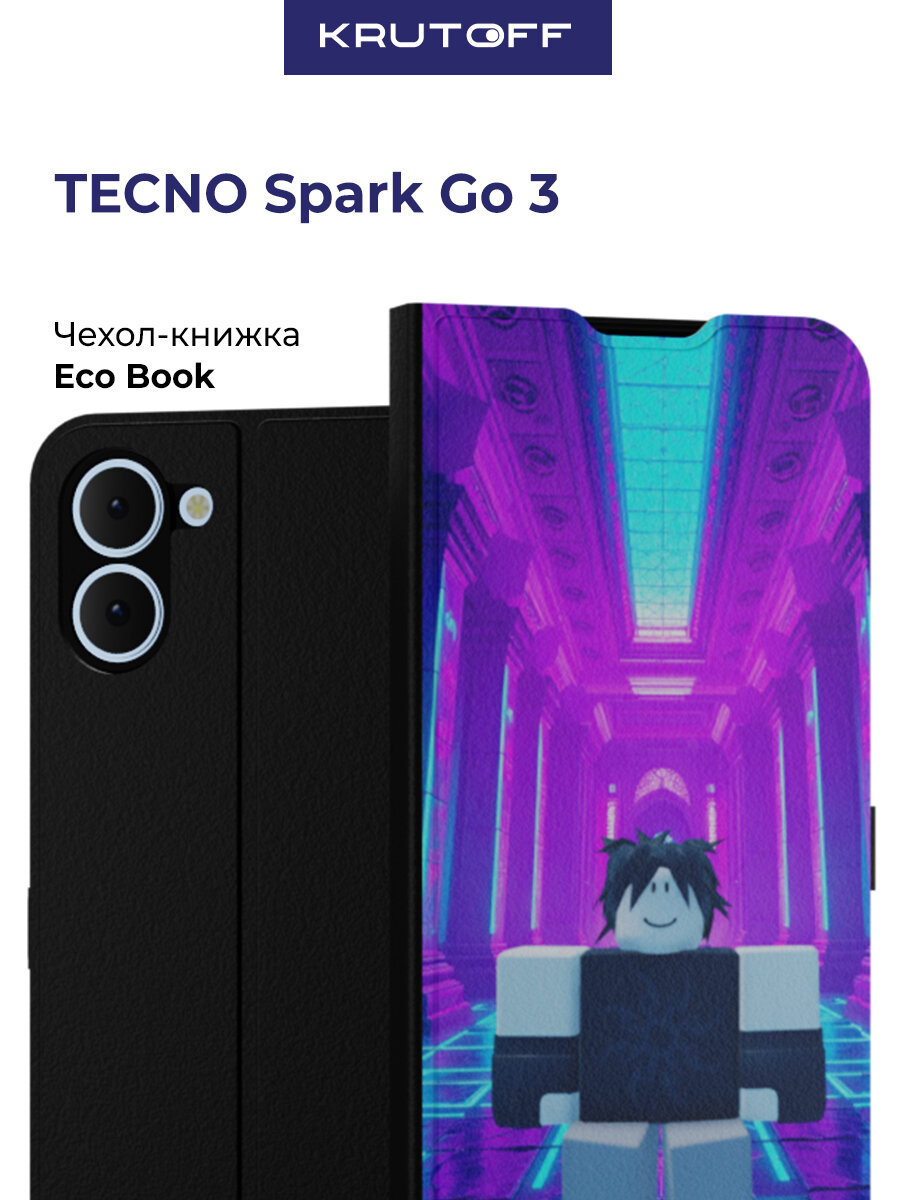 Чехол-книжка Krutoff Eco Book для TECNO Spark Go 3 Roblox-Форсакен Ту Тайм (Forsaken Two Time) (черный)