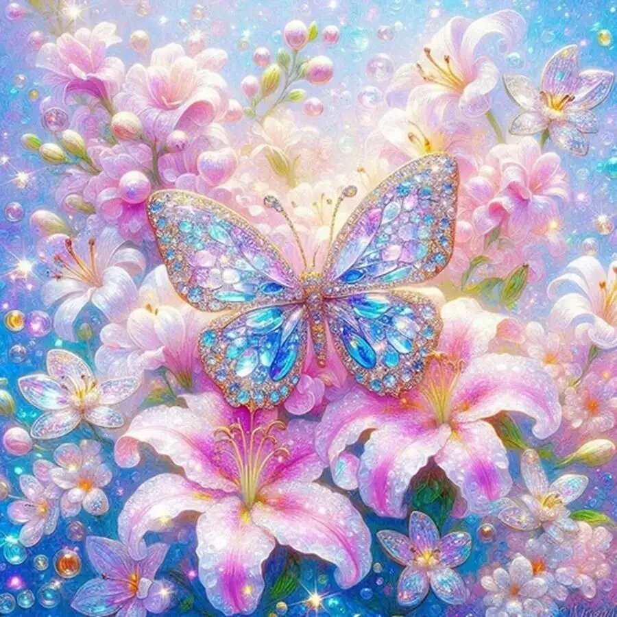 Алмазная вышивка Бабочка, Resin-8, 20x20 см