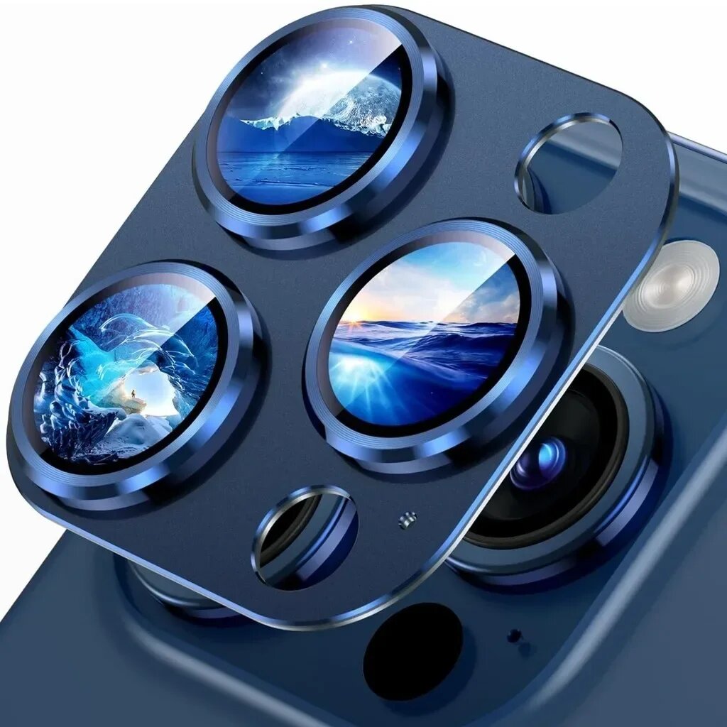 Металлическая Защита Объектива Камеры Для iPhone 15/16 Pro Темно-синий, For iPhone 15, Blue Titanium