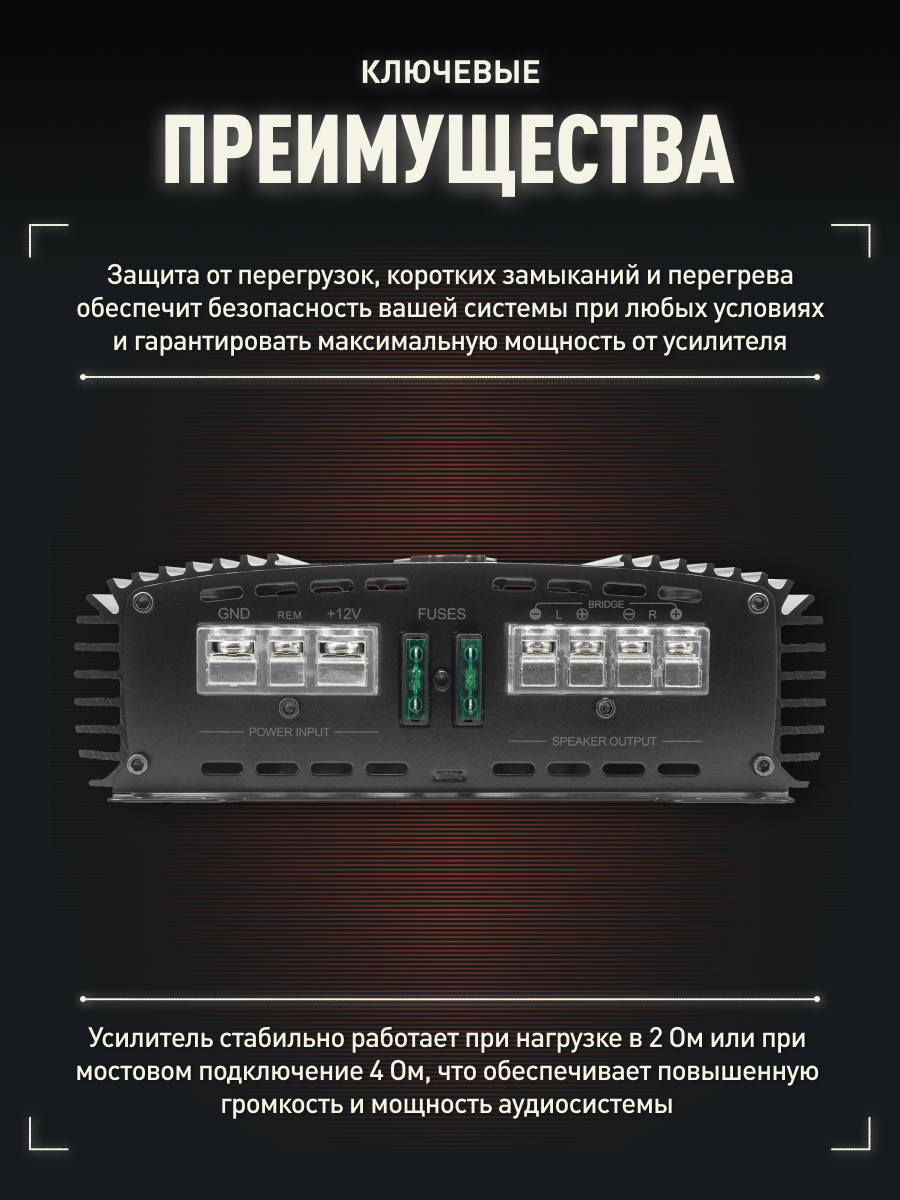Автомобильный усилитель AMP MASS 2.150, 2-х канальный, 460W мост — фото 1