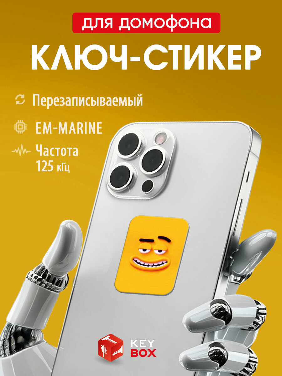 Ключ-стикер для домофона на телефон Em-Marine, KeyBox, Смайл / перезаписываемый