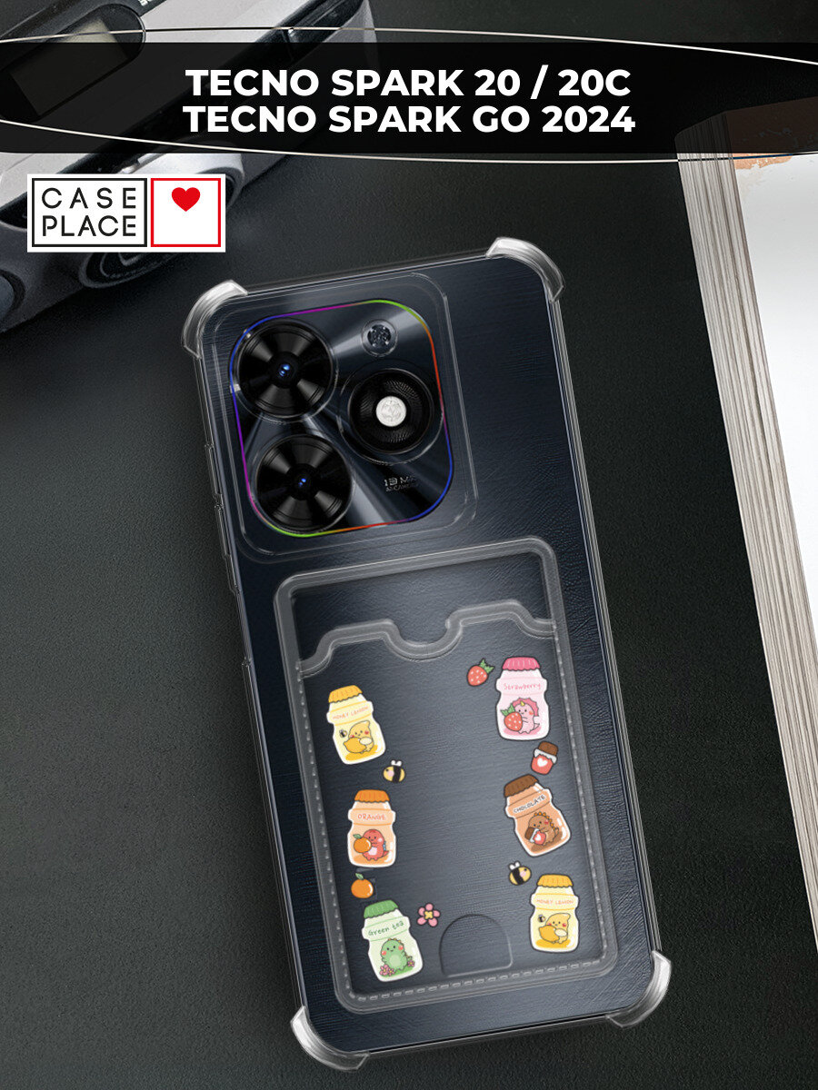 Чехол на Tecno Spark Go 2024/Spark 20C (Текно Спарк Го 2024/Спарк 20C) с картой и принтом Cute sweets
