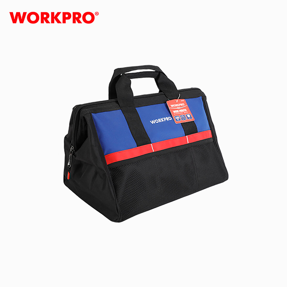 Сумка для инструмента Workpro, 450 x 290 x 320 мм, 6 наружных боковых карманов, черная