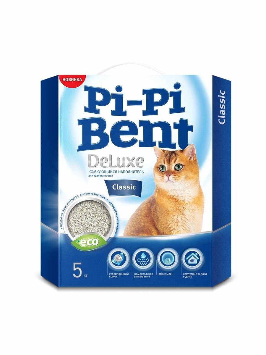 Наполнитель Pi-Pi Bent DeLuxe Classic комкующийся для кошек 5кг (12 л)