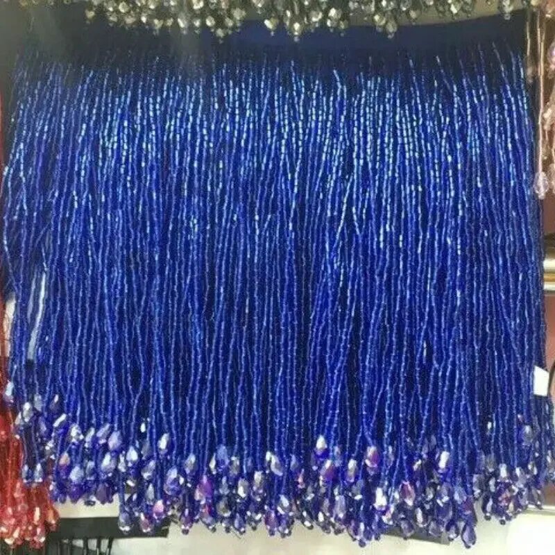 Синяя бахрома из бисера 1 yard