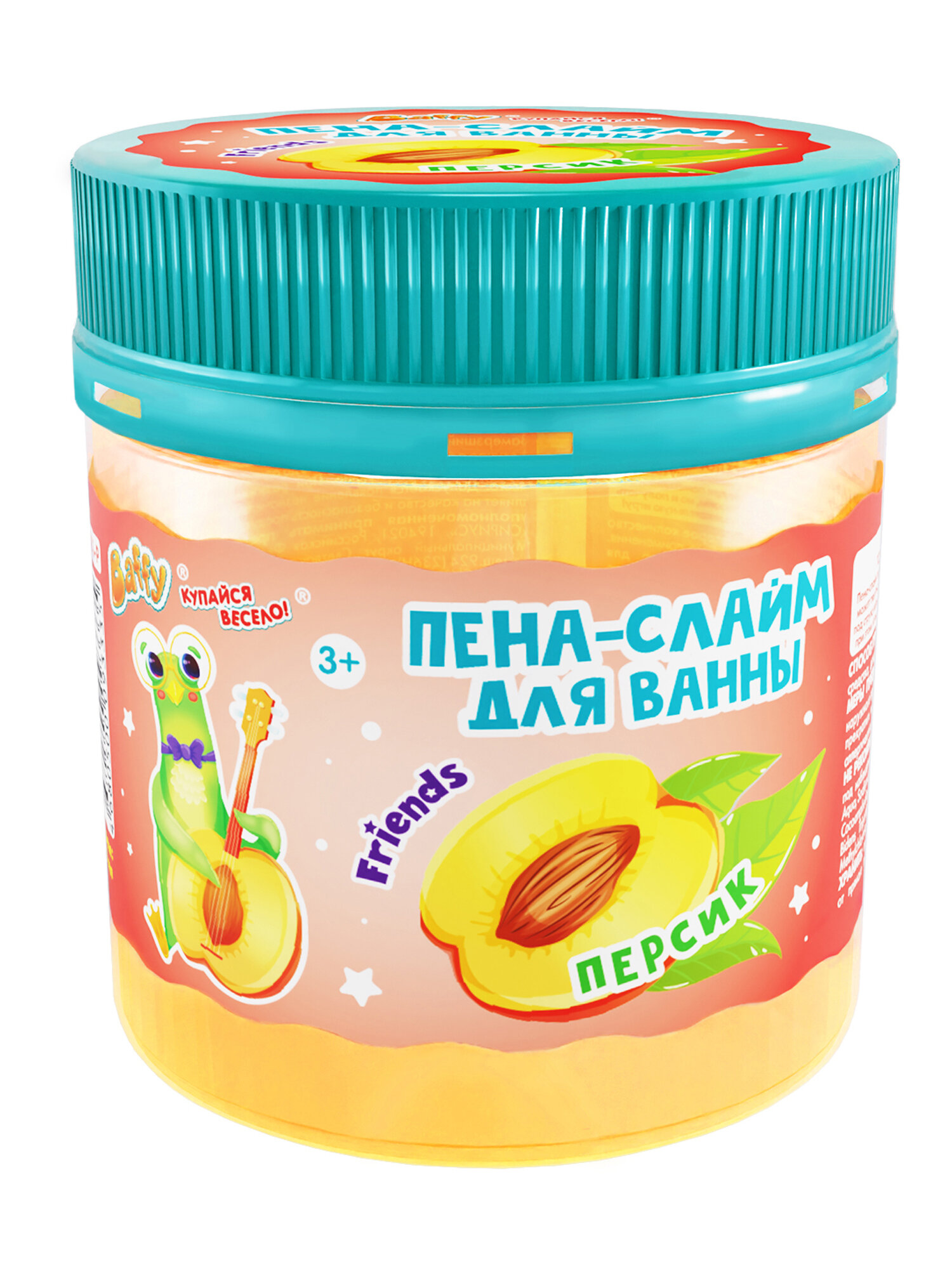 Пена-слайм для ванны детская Baffy Персик, 150мл
