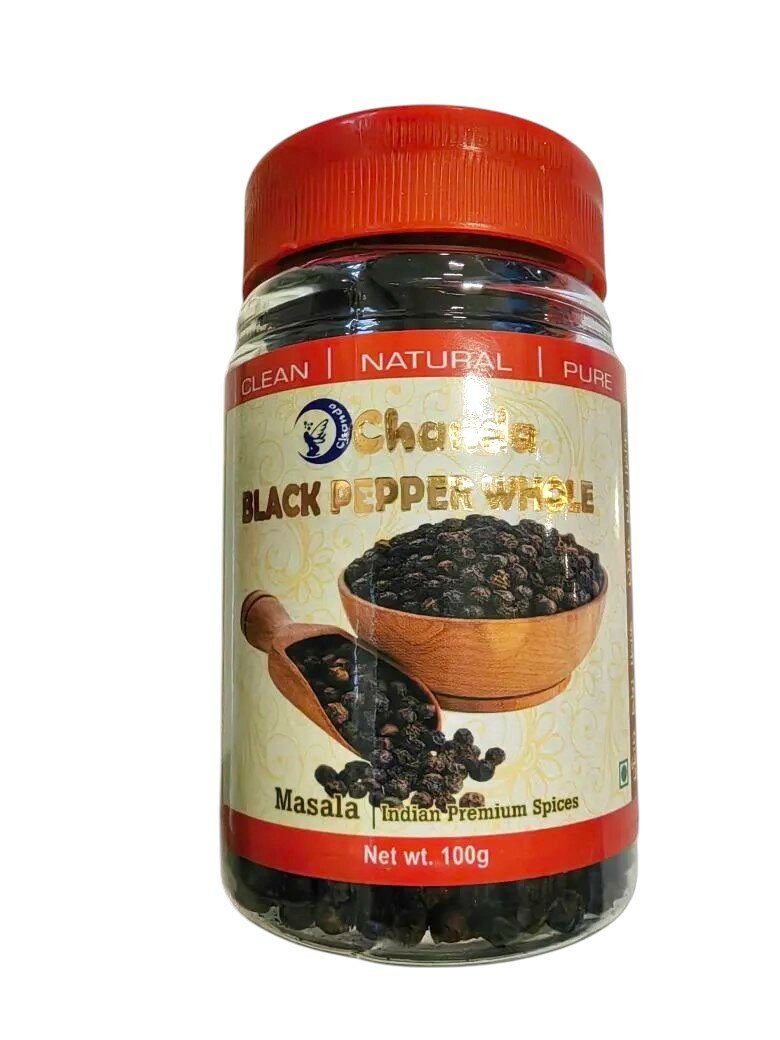 BLACK PEPPER Whole, Chanda (чёрный перец горошек, Чанда), 100 г.