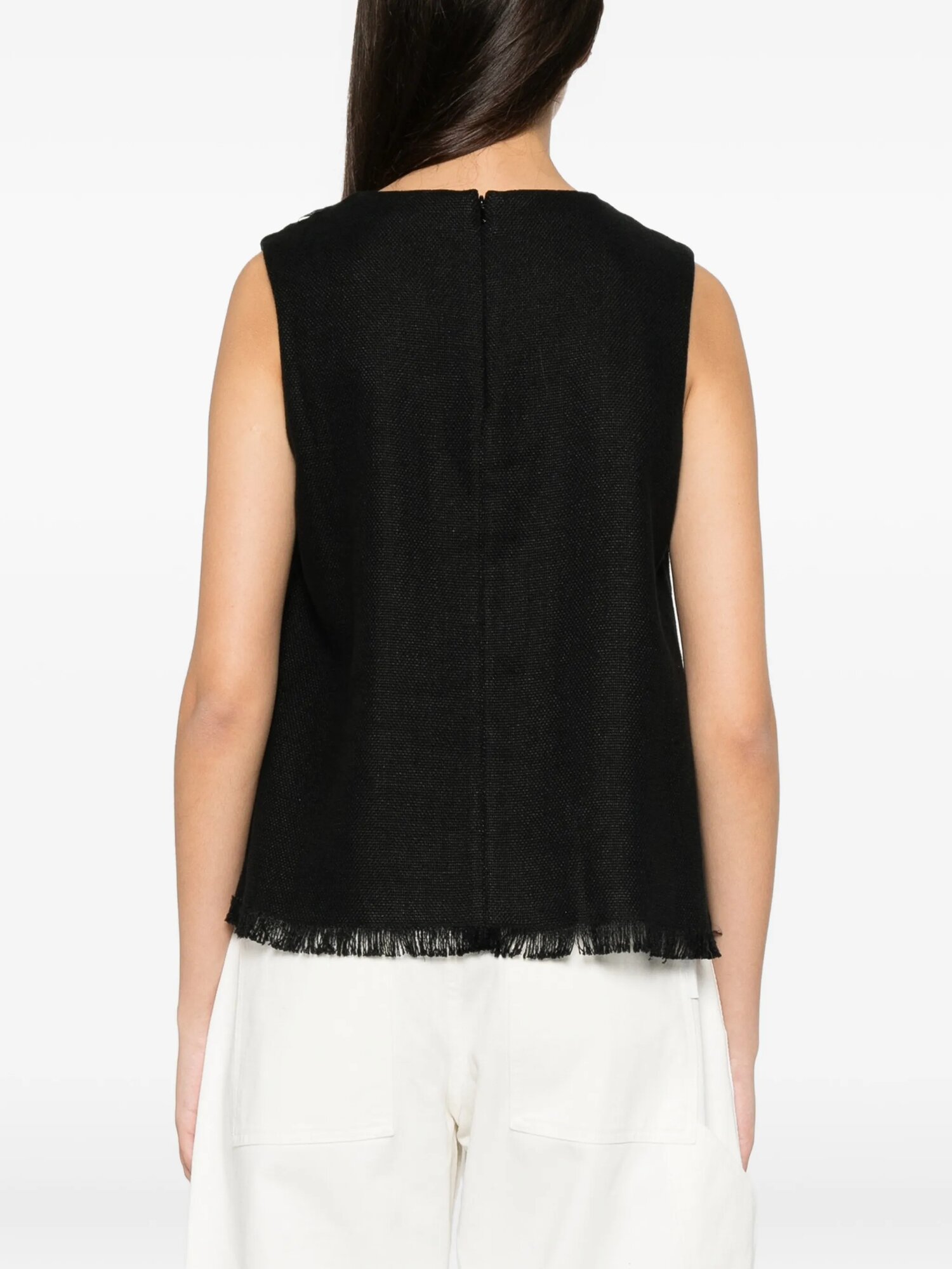 Топ Max Mara Fringed-edge sleeveless top, размер 44, черный — фото 1