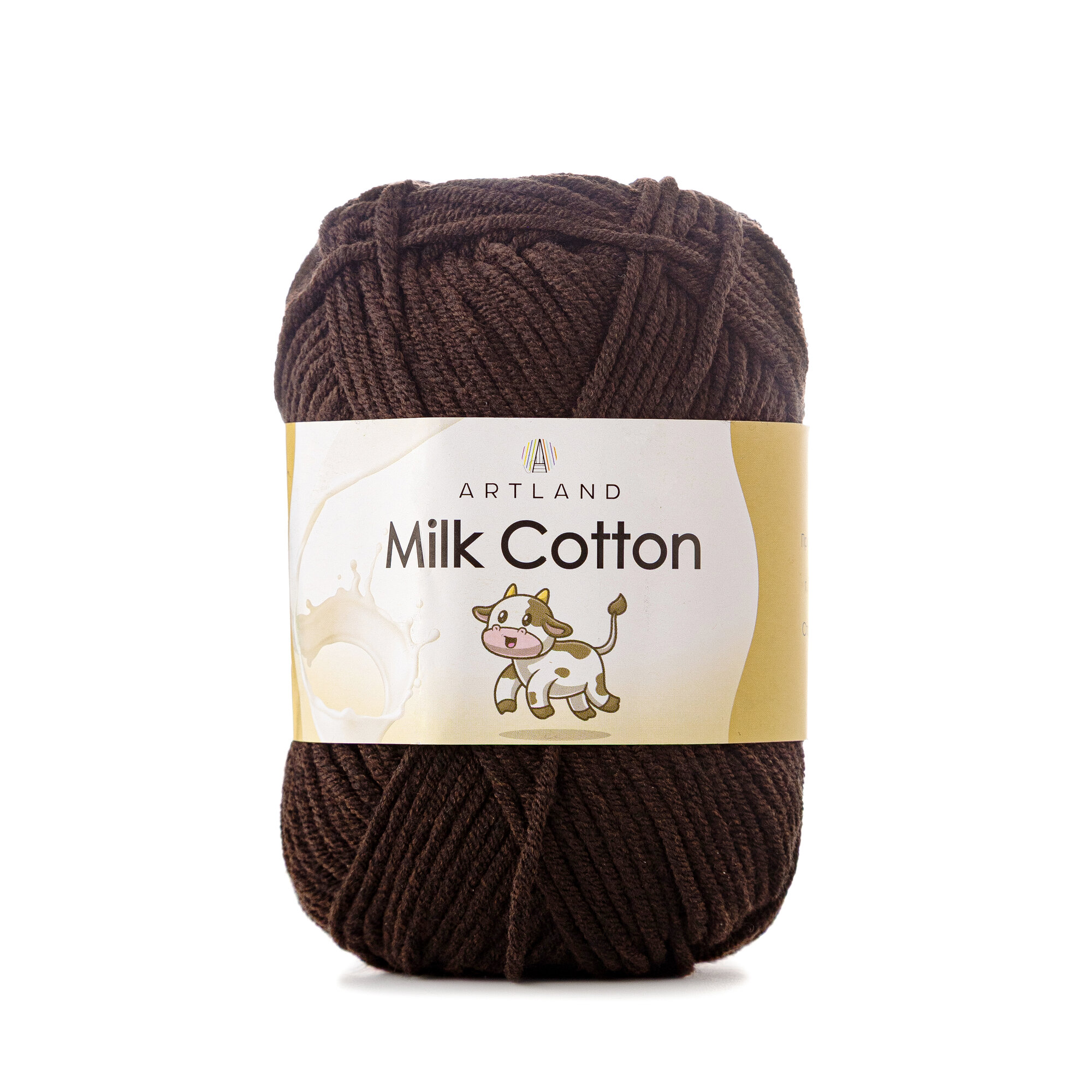 Пряжа для вязания Milk Cotton Artland 2 мотка (100 м, 50 гр), цвет 16 темно-коричневый