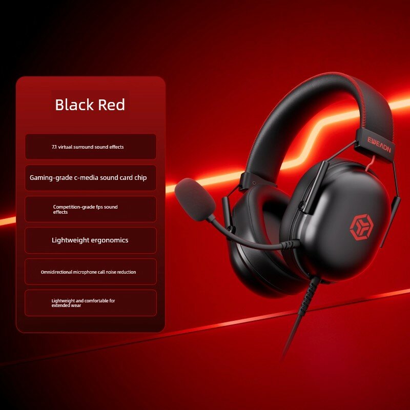 ASUS TUF Игровые Проводные Наушники с 7.1 Surround Sound, Одним USB-портом, Черно-Красный для ПК