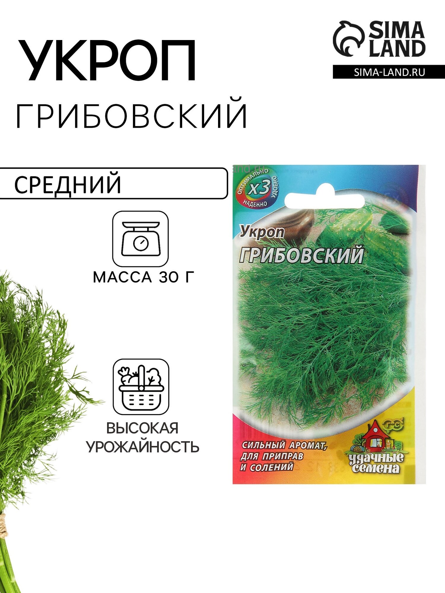 Семена укроп «Грибовский», 2 г
