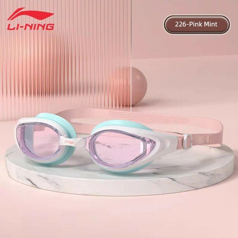 Li Ning, женские очки для плавания, водонепроницаемые, противотуманные, с гальваническим покрытием, плоские очки для