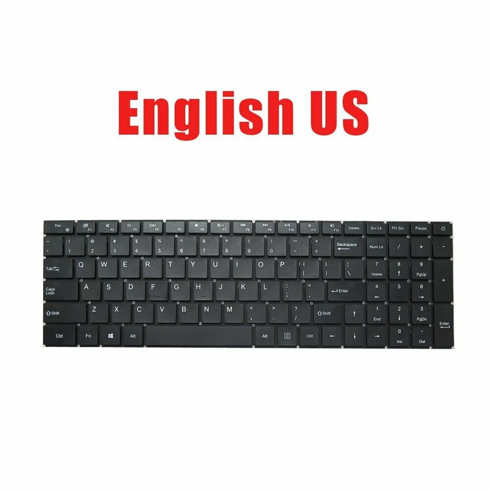 Клавиатура Клавиатура для ноутбука (раскладка AZERTY) RB-1550, английская (США), чёрная, новая, Английская раскладка, черный