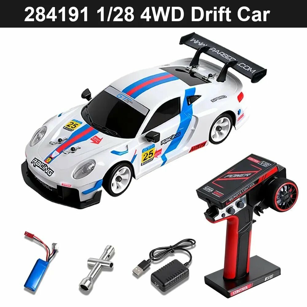 Wltoys, радиоуправляемый дрифт-кар 1/28 модели 284191/284019-A, скорость 30 км/ч, полный привод, гироскоп для стабильности, дальность 100 м.