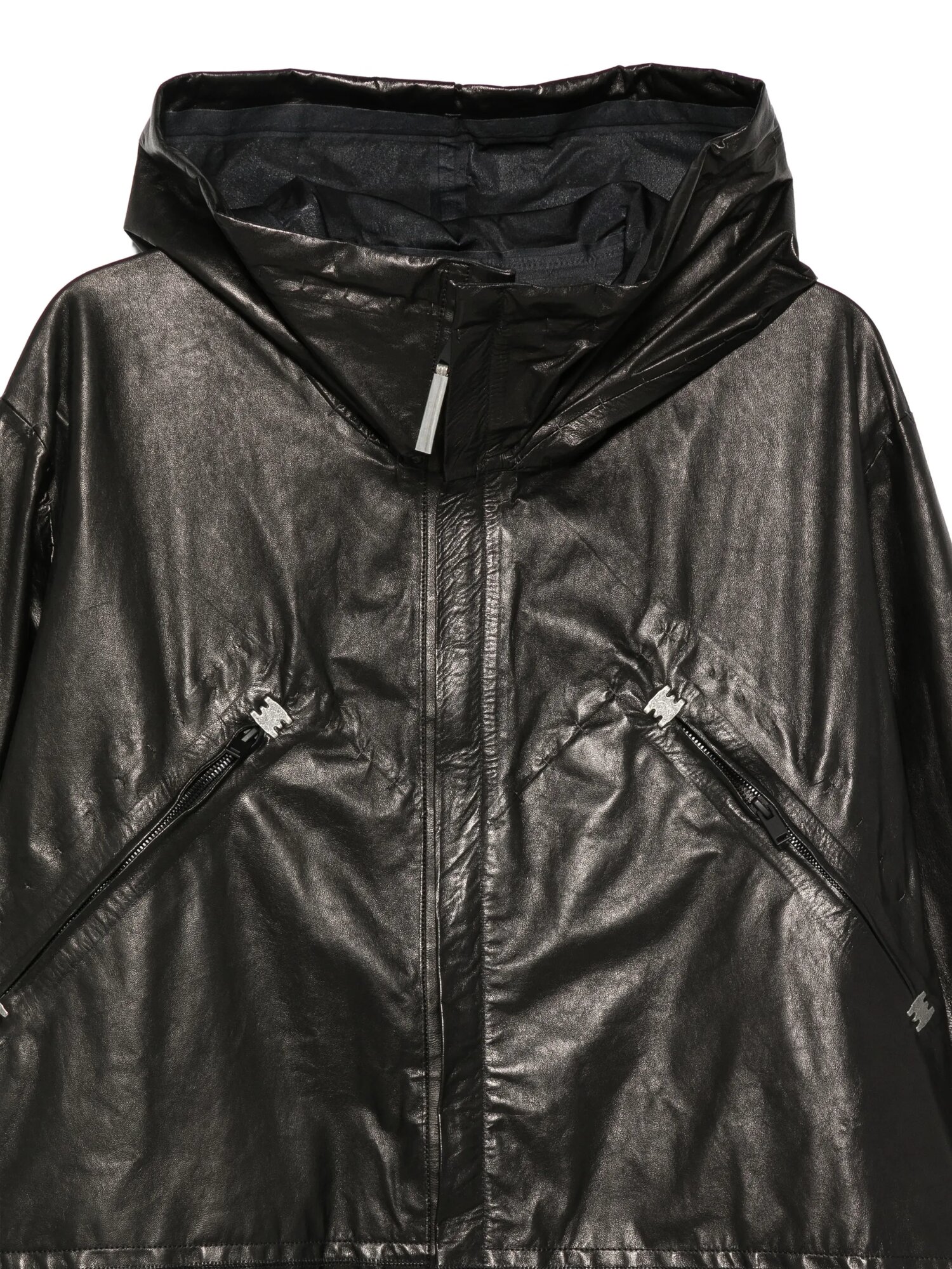 Куртка ISAAC SELLAM Hooded leather jacket, размер OneSize, black/black — фото 1