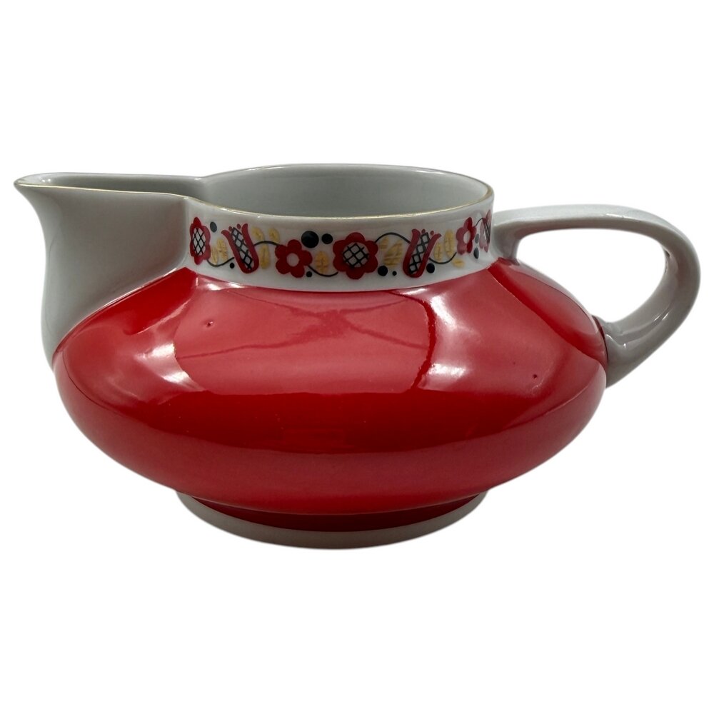 Сливочник "Русский стиль", 250 мл, позолота, роспись, 1970-1980 гг, Frieberger, ГДР
