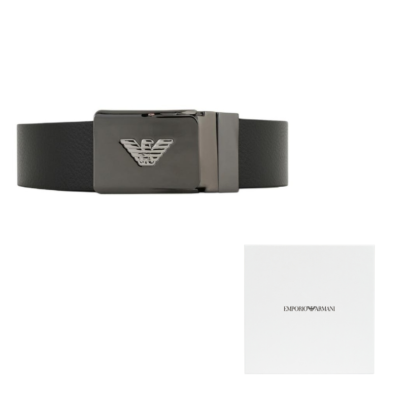 EMPORIO ARMANI Ремни из коровьей кожи Мужской Черный Ширина 3,5 см OneSize