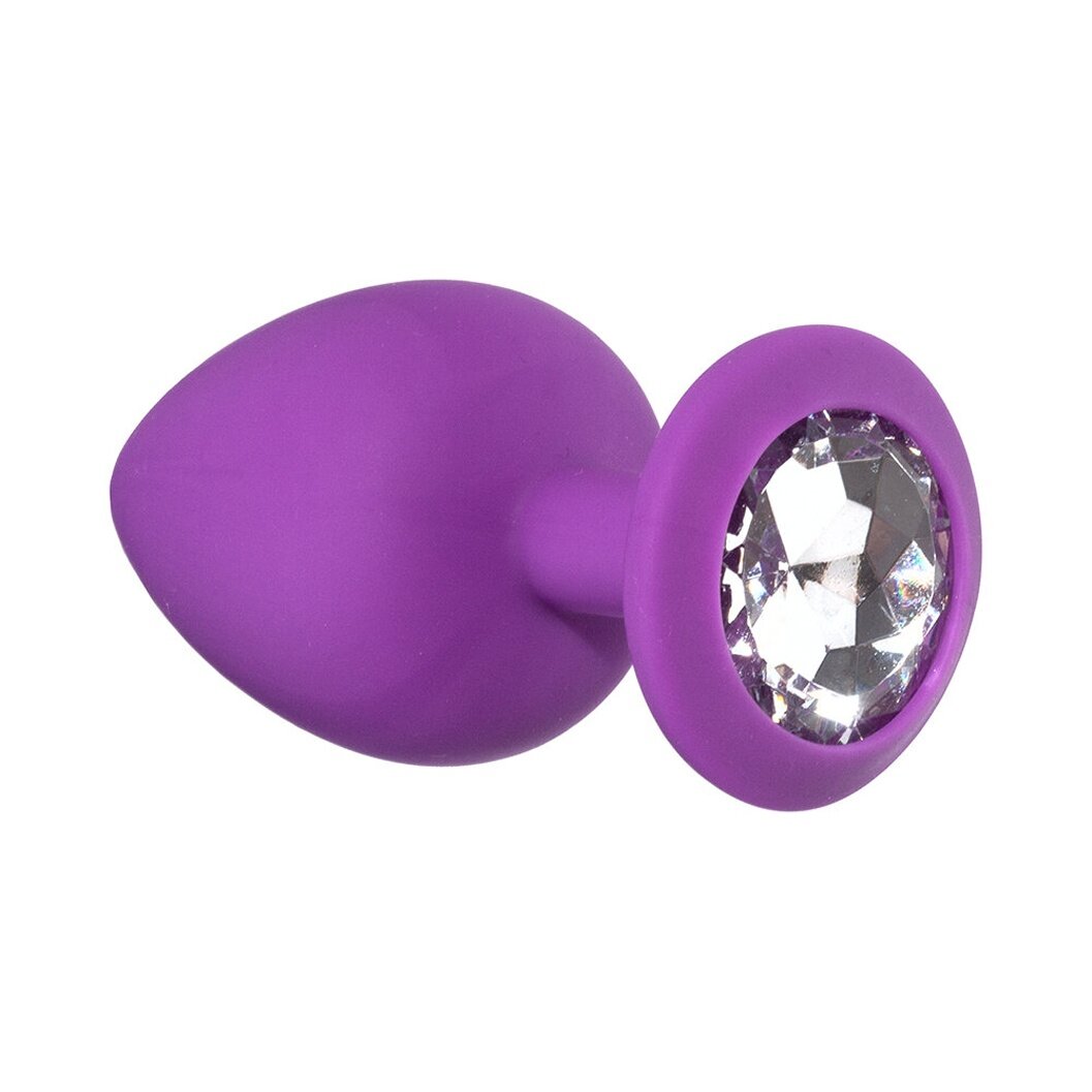 Анальная пробка Emotions "Cutie Large" из силикона с прозрачным кристаллом, пурпурная, 9х4.2 см