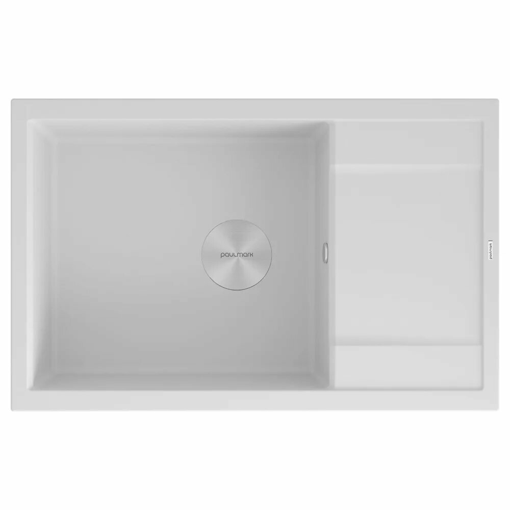 Мойка кухонная Paulmark Flugen 60 PM317850-WH 78x50, прямоугольная, мойка для кухни, белая, с крылом, матовая