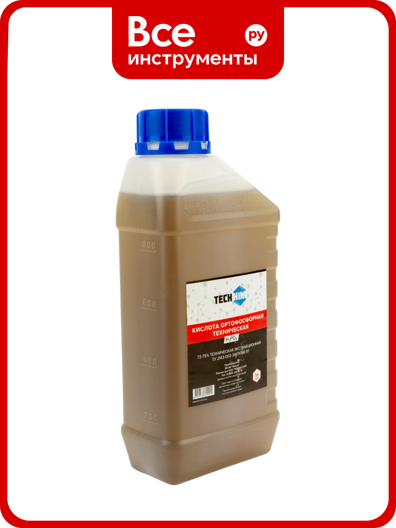 Кислота ортофосфорная техническая 1 л, 72-75%, класс А TECHHIM TH-KIOR-T-75-1000