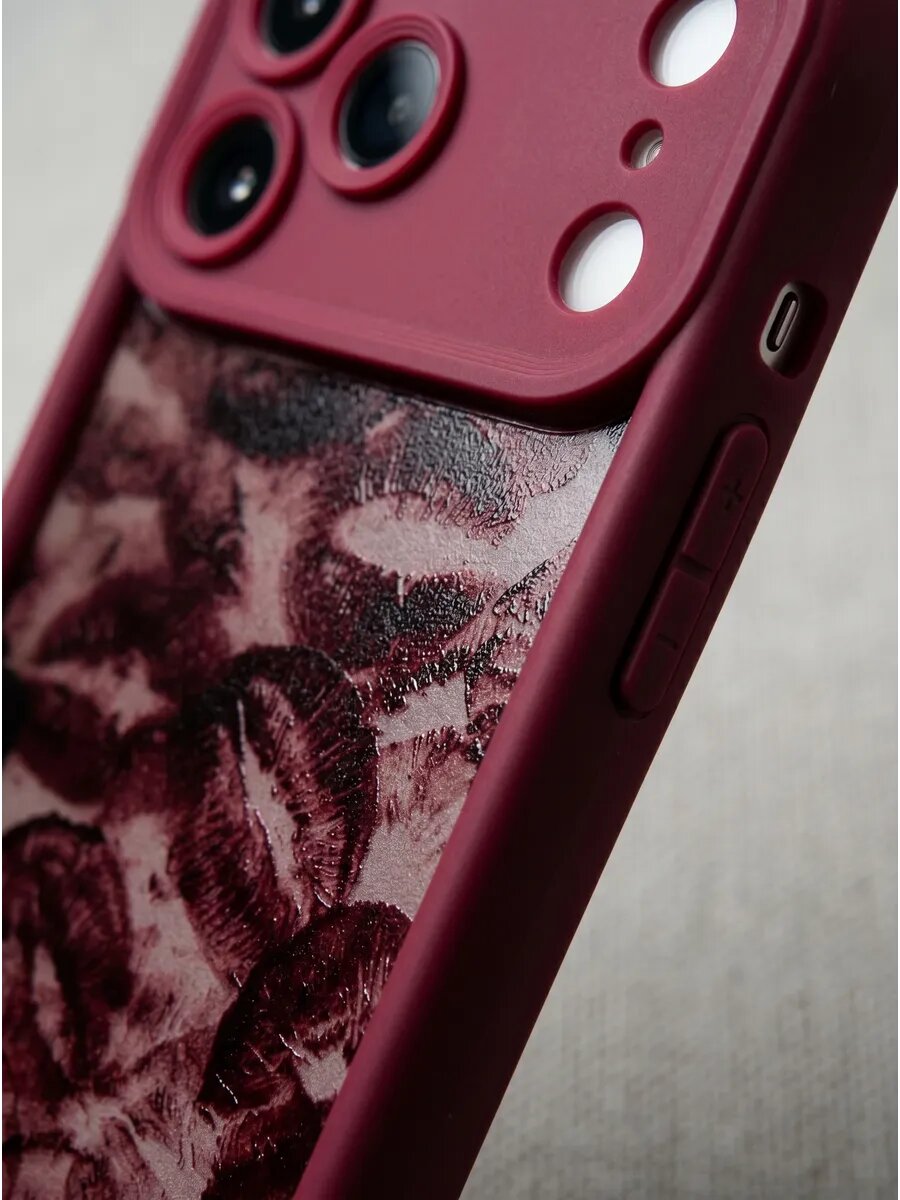 Чехол силиконовый "Поцелуи", для iPhone 17 Pro, противоударный, красный