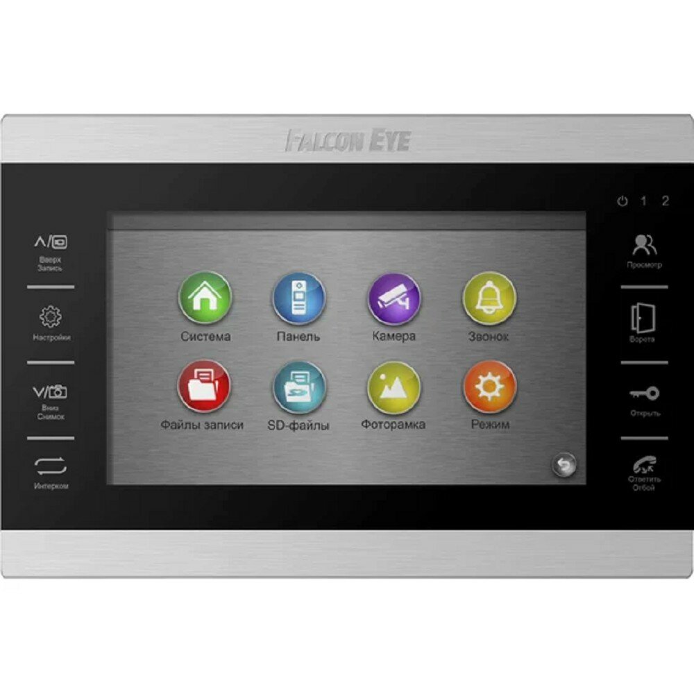 Falcon Eye Домофоны FE-70 ATLAS HD Black HD Видеодомофон: дисплей 7" TFT; сенсорные кнопки; подключение до 2-х вызывных панелей и до 2-х видеокамер;