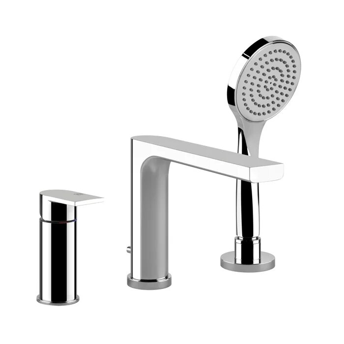 Смеситель на борт ванны Gessi 38634 встраиваемый, с душевой лейкой, хром, глянцевый, латунный, смеситель для ванны с душем, рычажный
