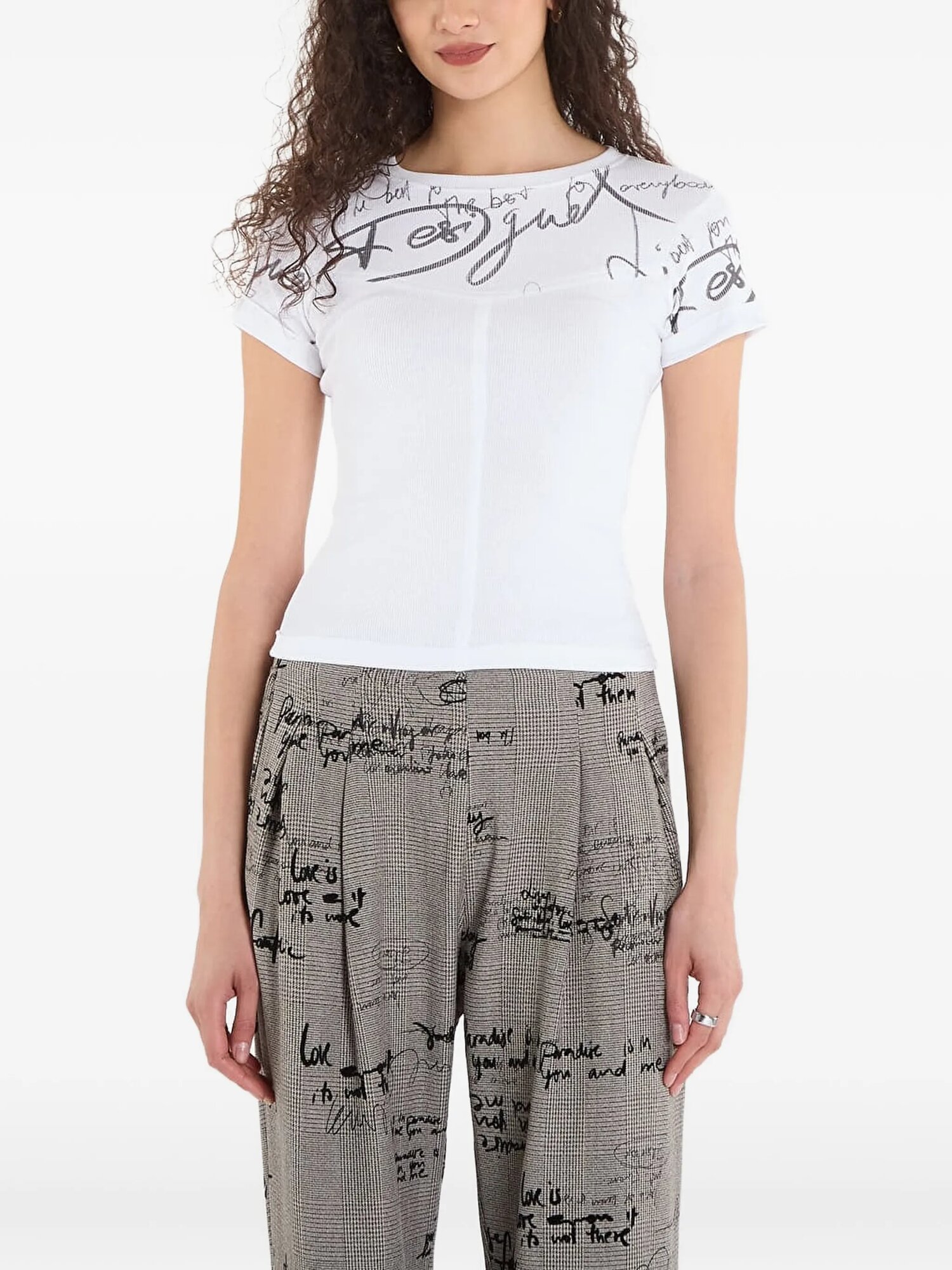 Футболка Scribble-print ribbed T-shirt