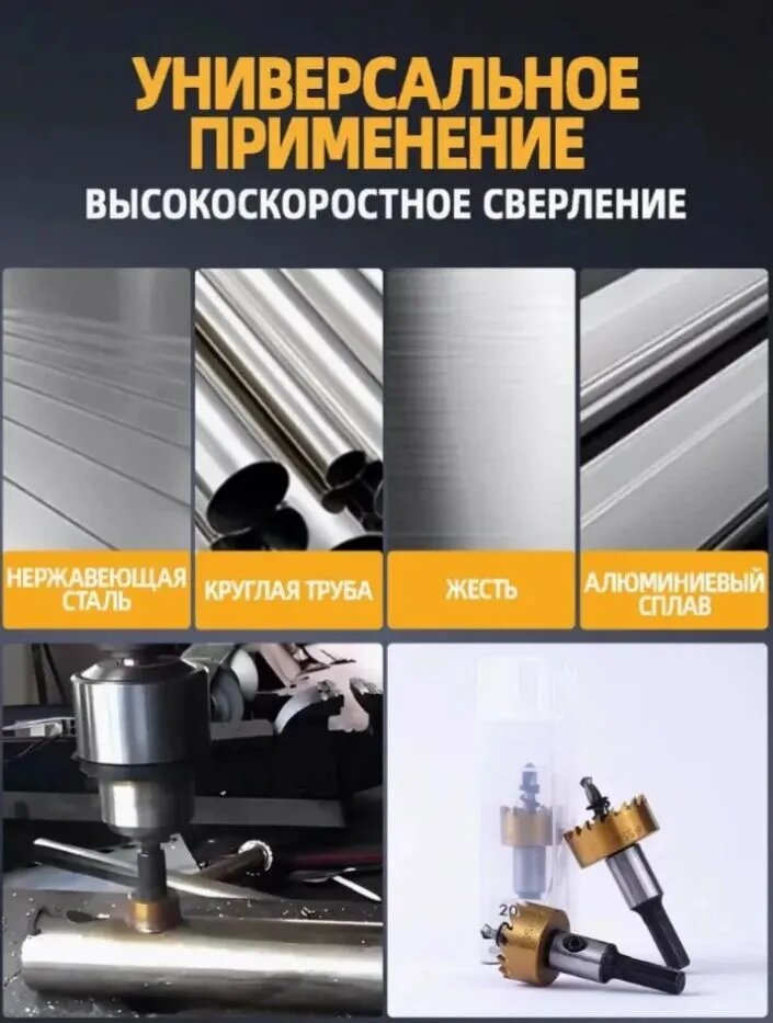Коронка сверлильная для металла и дерева, 12 шт, 15-50мм — фото 1