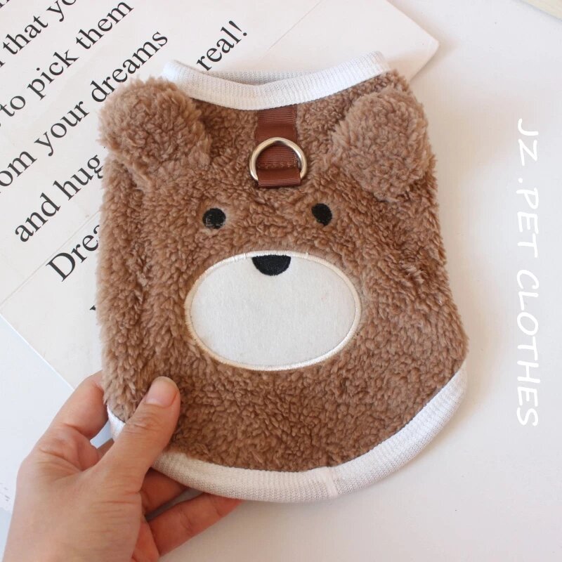 CLG Big Mouth Bear Зимнее пуховое хаки свитер для собак и кошек размера M - Теплое, уютное и стильное платье для