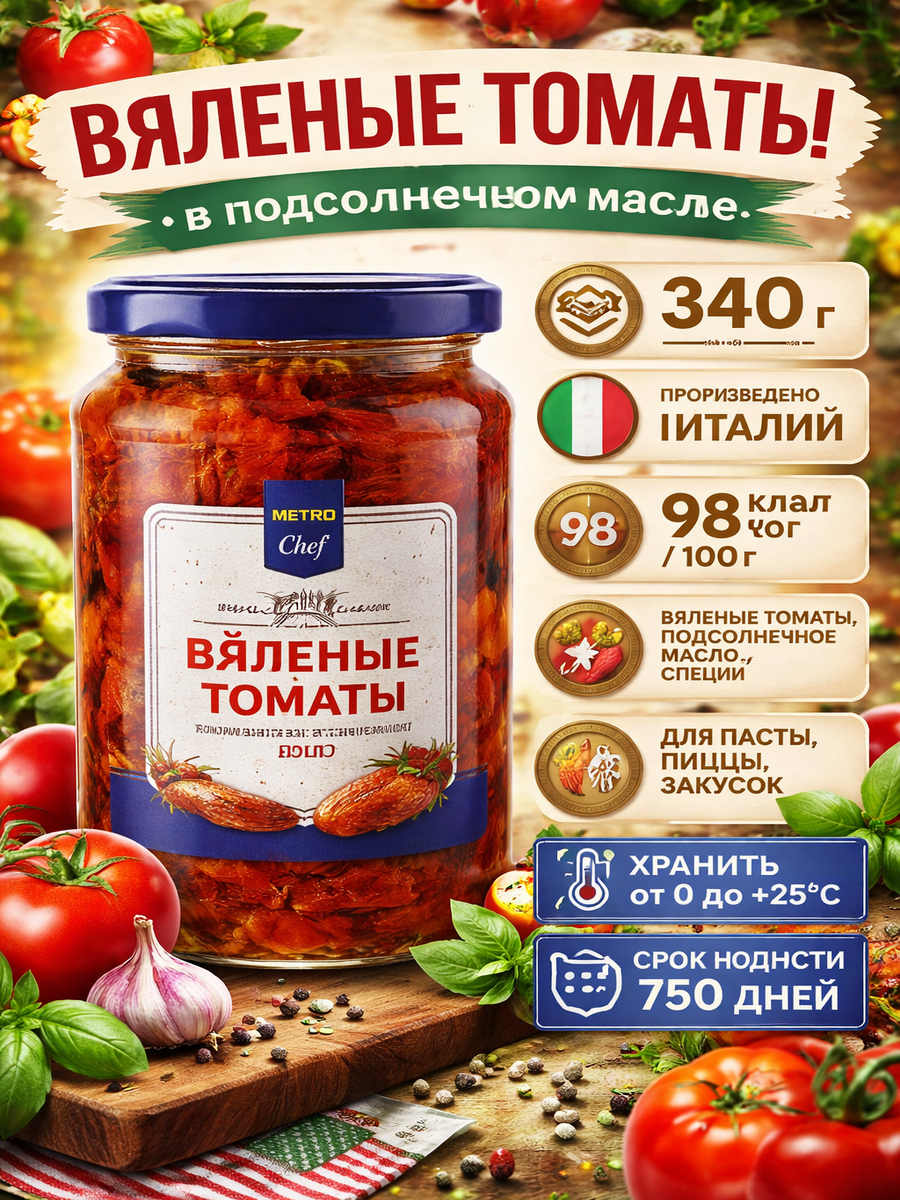 METRO Chef Томаты вяленые половинки в подсолнечном масле, 340г