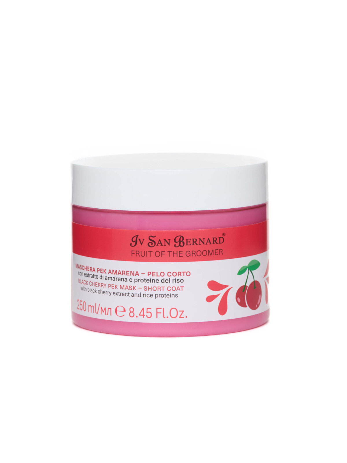 Маска Iv San Bernard Fruit of the Groomer Black Cherry, восстанавливающая для короткой шерсти с протеинами риса 250 мл
