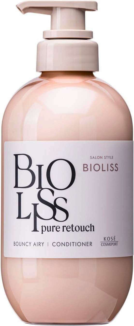 KOSE Bioliss Pure Retouch Кондиционер для ухода за поврежденными волосами с экстрактом персика с эффектом создания объема, с ароматом мускуса, 480мл.