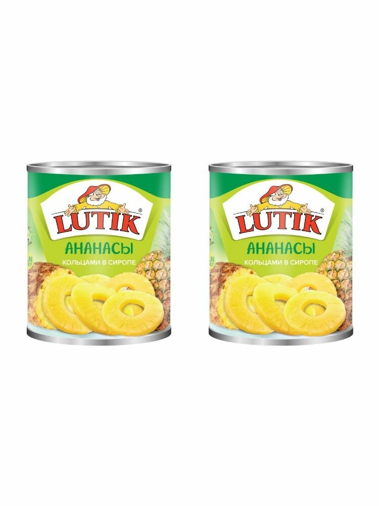 Lutik Ананасы кольца в сиропе, 580 мл, 2 шт