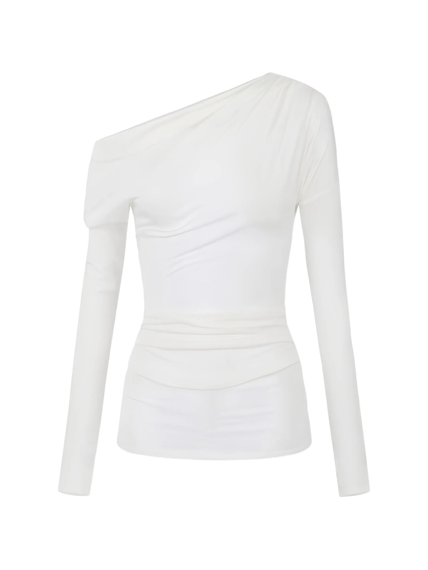 Топ Elisabetta Franchi Draped asymmetric-neck top, размер 40, white — фото 1