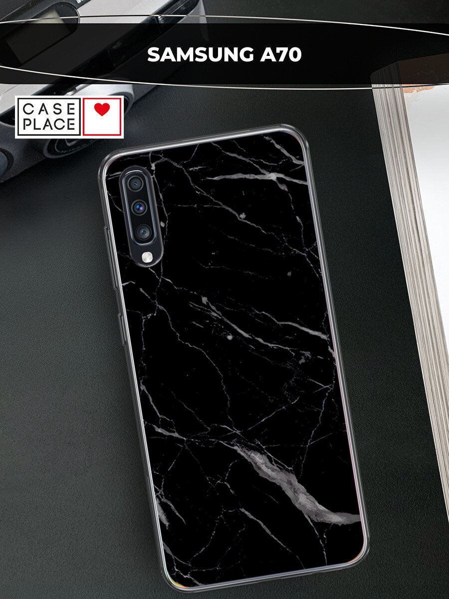 Чехол на Samsung Galaxy A70 / Самсунг Галакси А70 с принтом Черный минерал