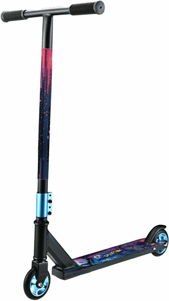 Трюковой двухколесный самокат Dvizhok для кикскутеринга, подшипники ABEC-9, колеса 100 мм, цвет синий